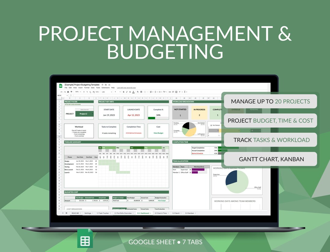 Project Management & Budgeting Template Control Budget - Etsy Australia
