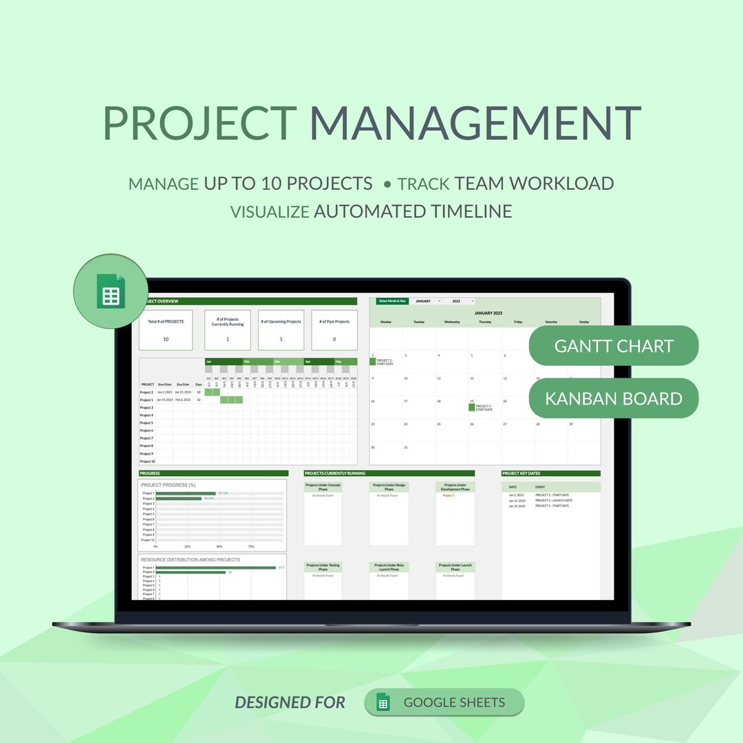 Project Management Template, Google Sheet Manage & Plan Projects, Track ...