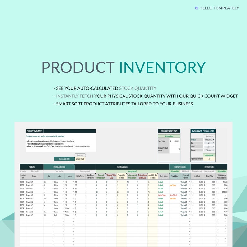 Inventory Tracker, Google Sheets Small Business Inventory Template ...