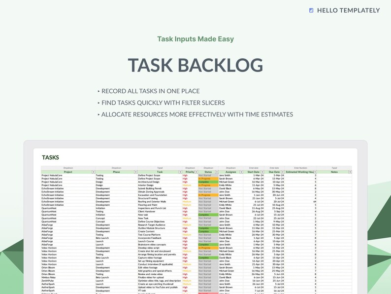 Excel Project Management Template: Task Tracker, Gantt Chart (digital ...