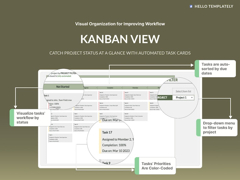Automated Kanban Board Template: Task Tracker (google Sheets & Excel ...