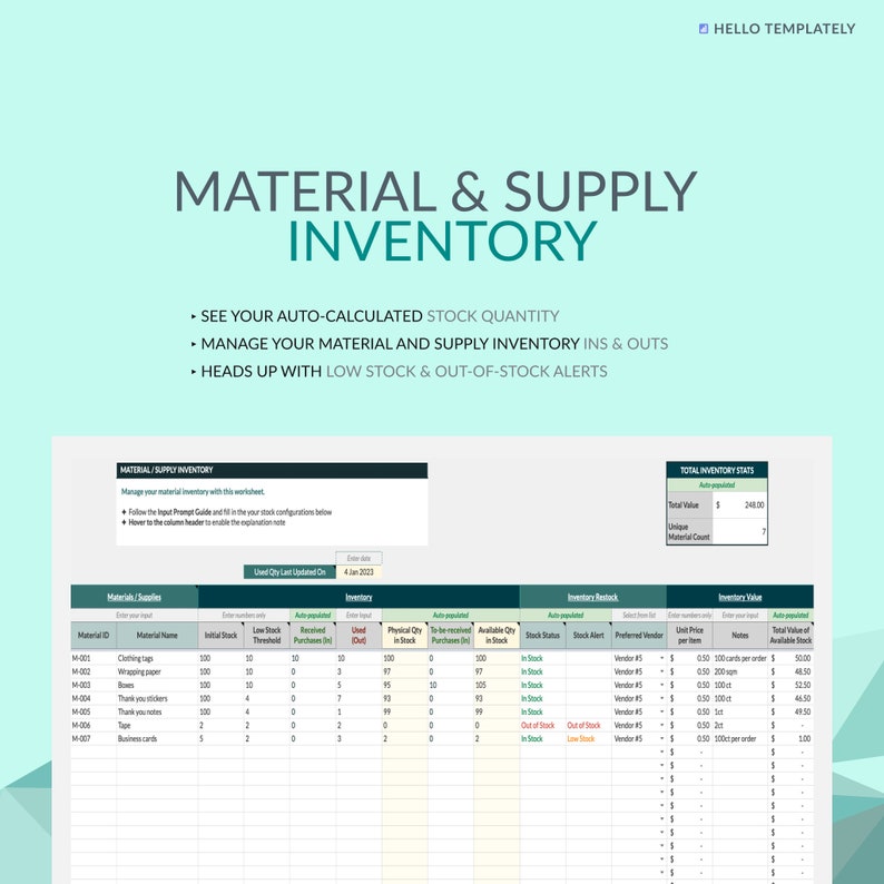 Inventory Tracker, Google Sheets Small Business Inventory Template ...