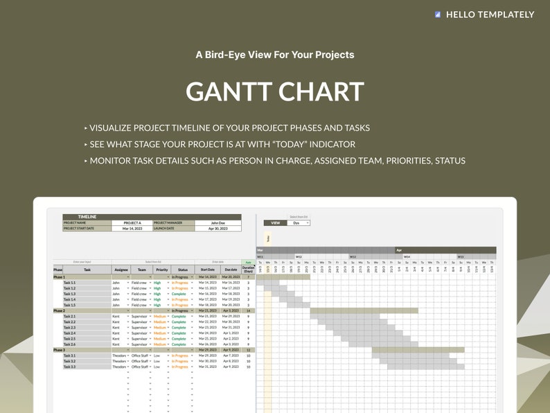 Automated Gantt Chart Template: Project Timeline Task Tracker (google Sheets & Excel) - Etsy