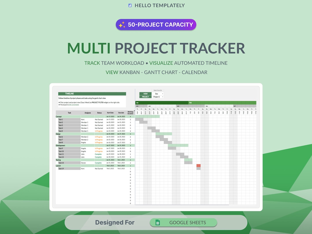 Multi Project Tracker, Google Sheets Project Management Dashboard ...