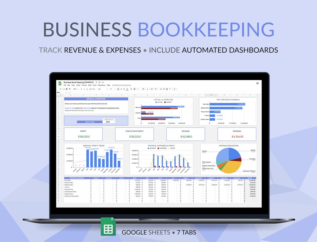 Small Online Business Bookkeeping Dashboard Google Sheets - Etsy