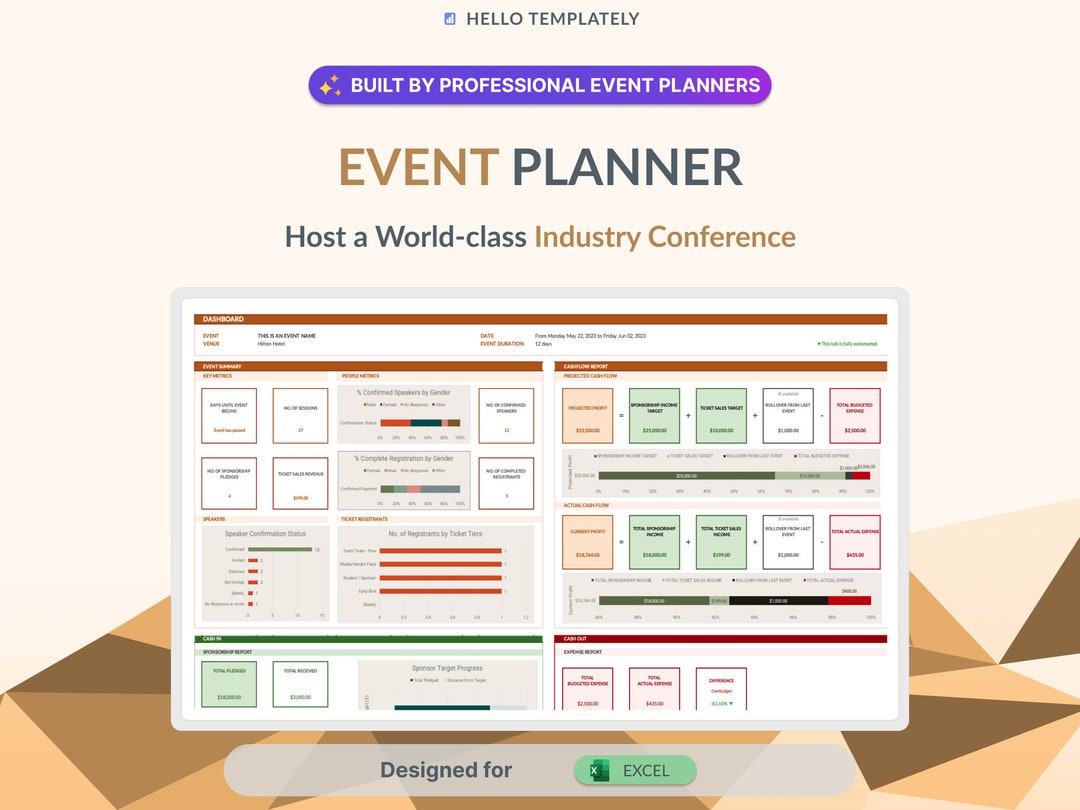 Event Planner Template, EXCEL Seminar, Conference Organizer, Workshop ...