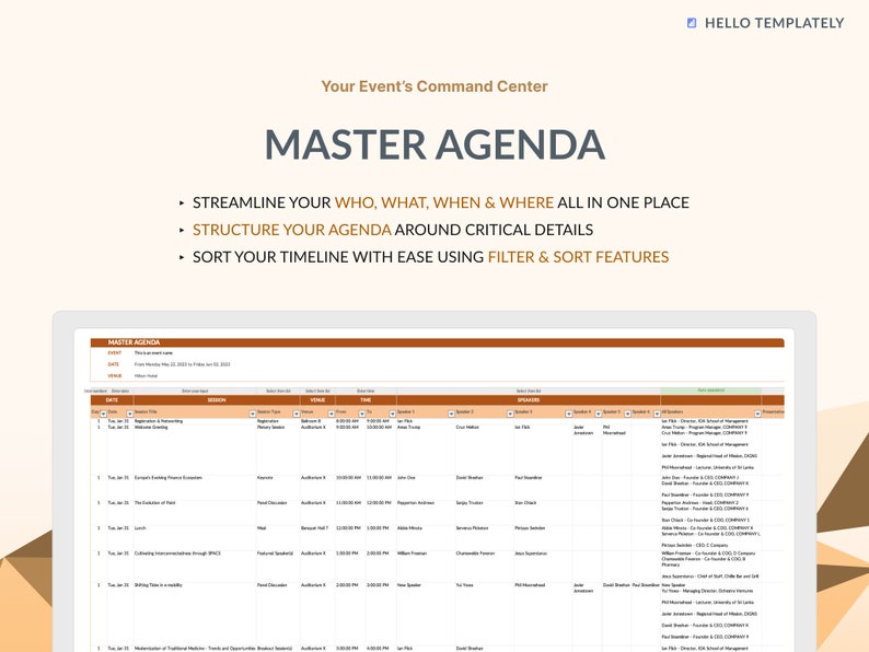 Event Planner Template: Excel Spreadsheet for Seminar & Conference - Etsy