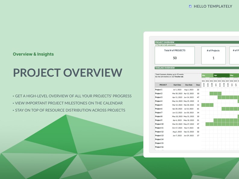 Multi Project Tracker, Google Sheets | Project Management Dashboard, Workload, Resource Planning ...