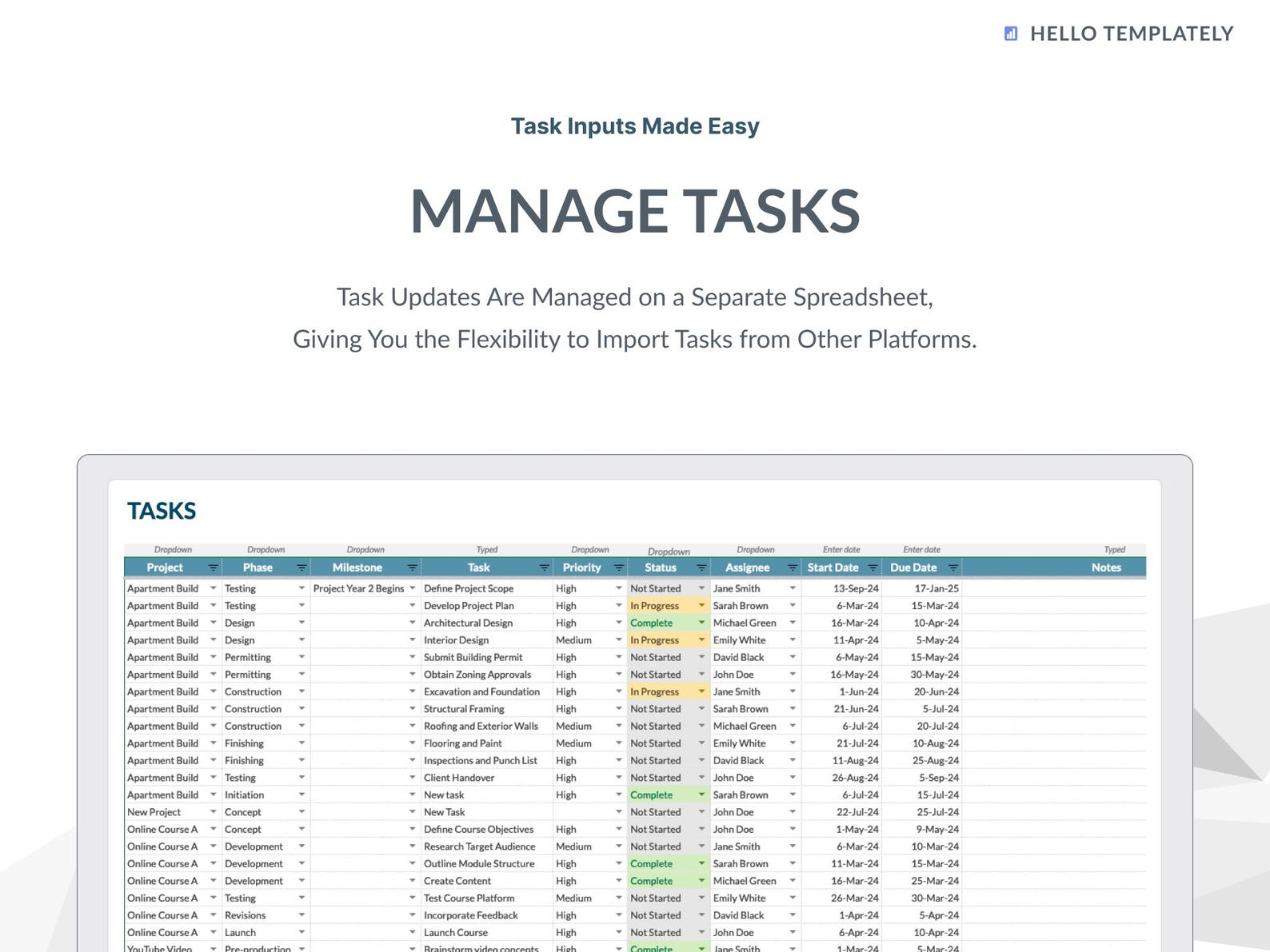 Multi Project Gantt Chart, Google Sheets & Excel | Task Tracker, Project Management, Project ...