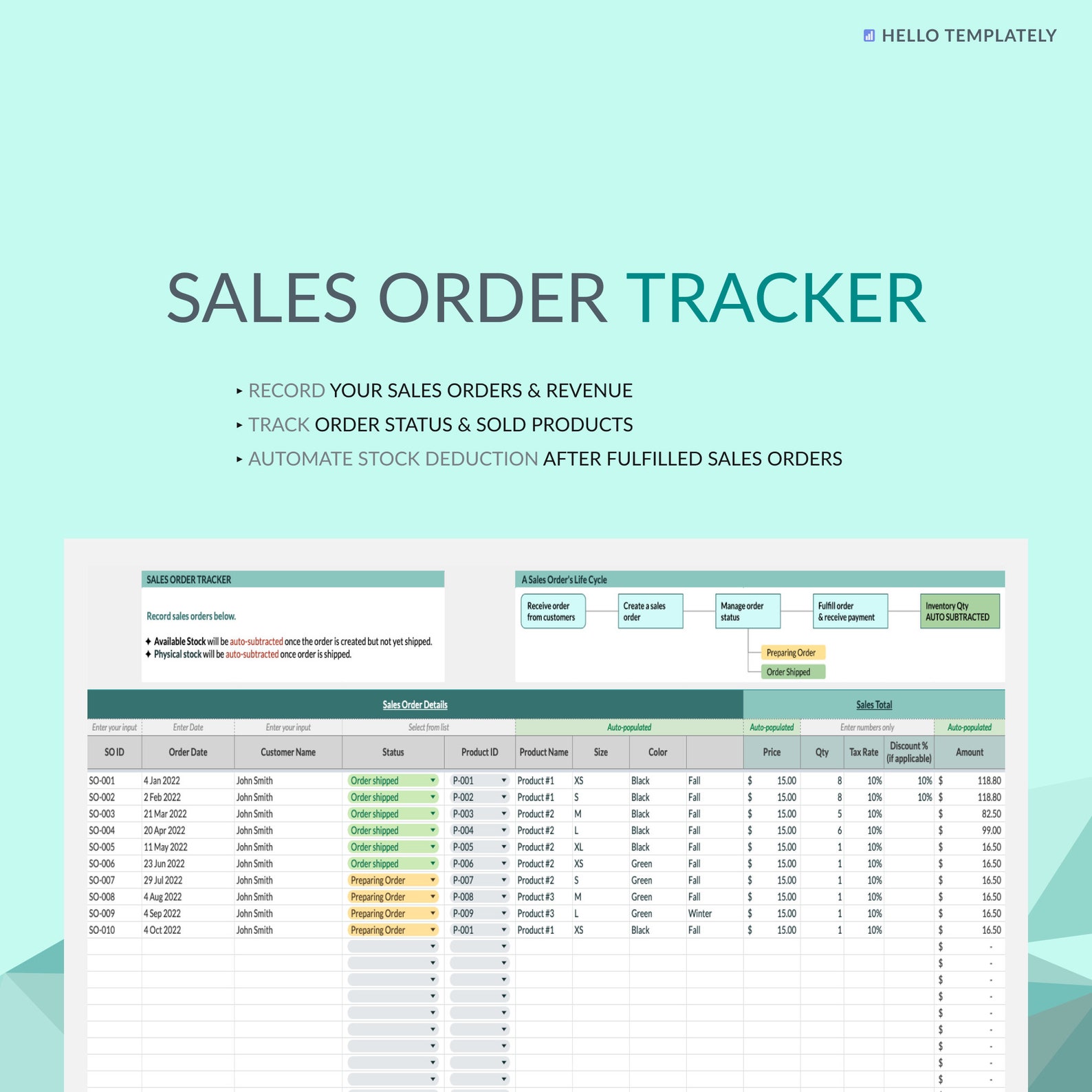 Inventory Tracker, Google Sheets | Manage Stock, Purchase Orders, Order ...