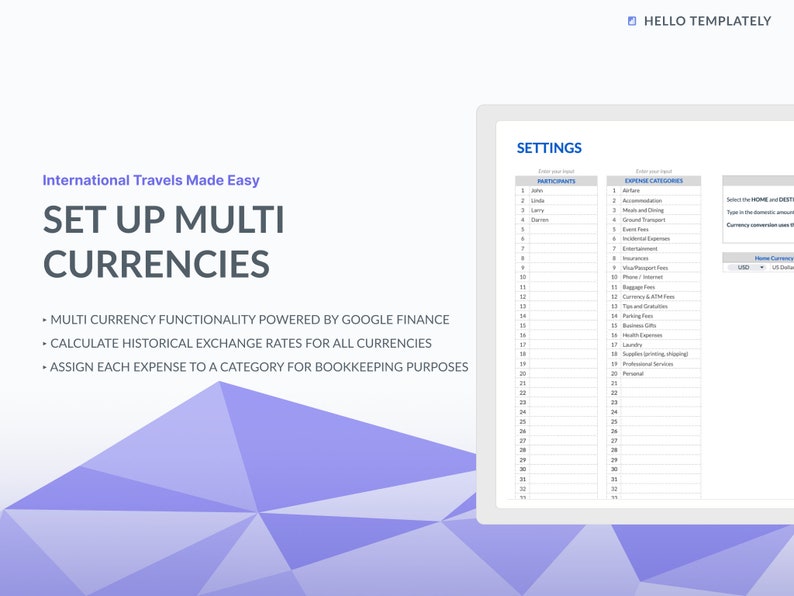 Travel Expense Splitter: Google Sheets Template (currency Conversion ...