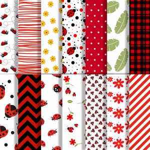 Ladybug Digital Paper, Bug Paper,ladybug Scrapbook Paper,polka Dots ...