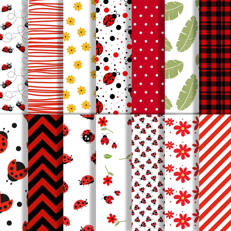Ladybug Digital Paper, Bug Paper,ladybug Scrapbook Paper,polka Dots ...