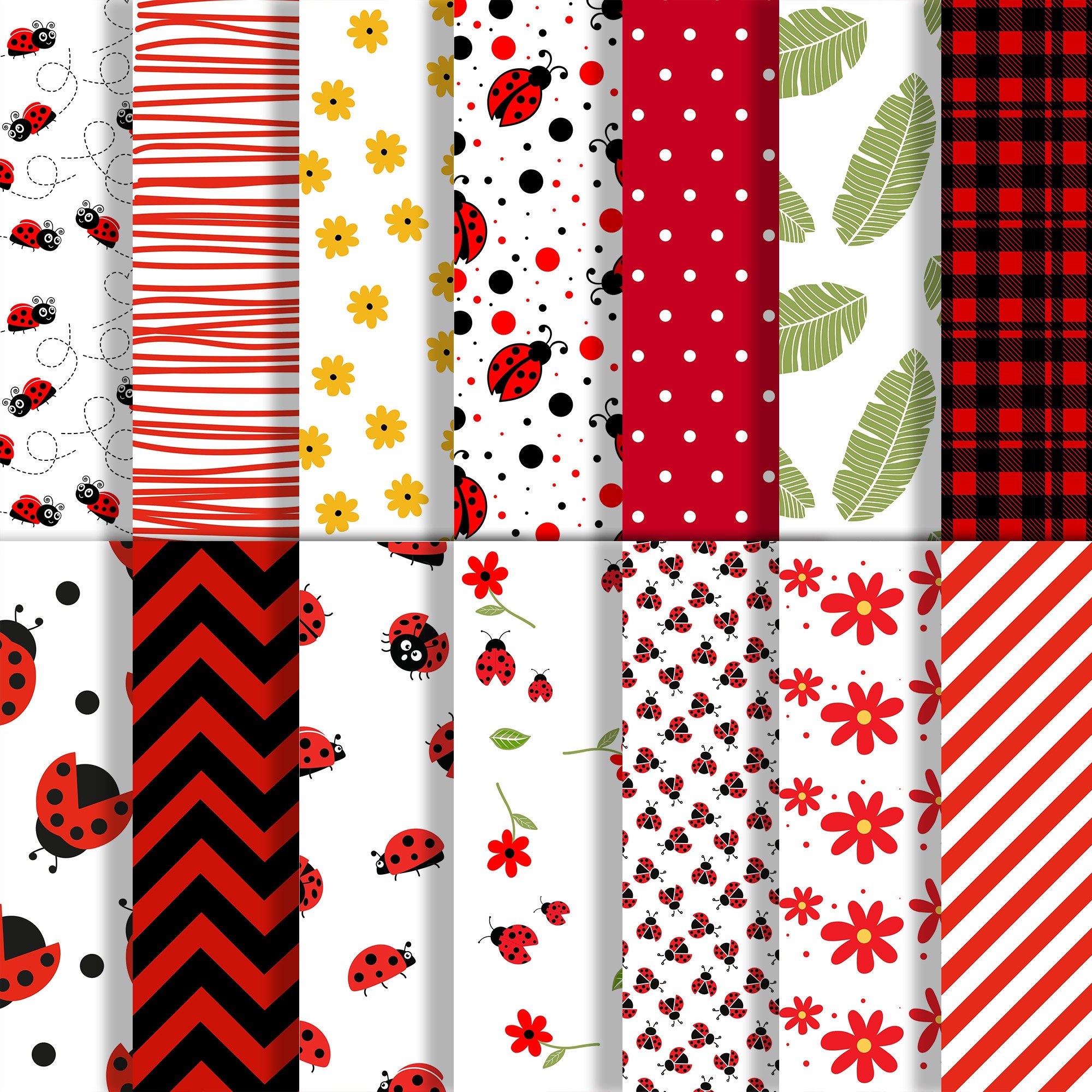 Ladybug Digital Paper, Bug Paper,ladybug Scrapbook Paper,polka Dots ...
