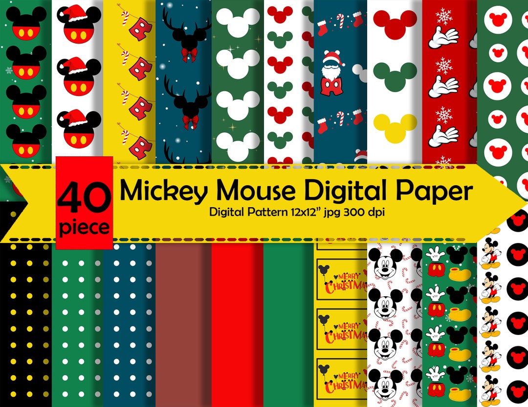 Christmas Mickey Mouse Digital Paper,scrapbook Papers,mickey Wallpaper ...