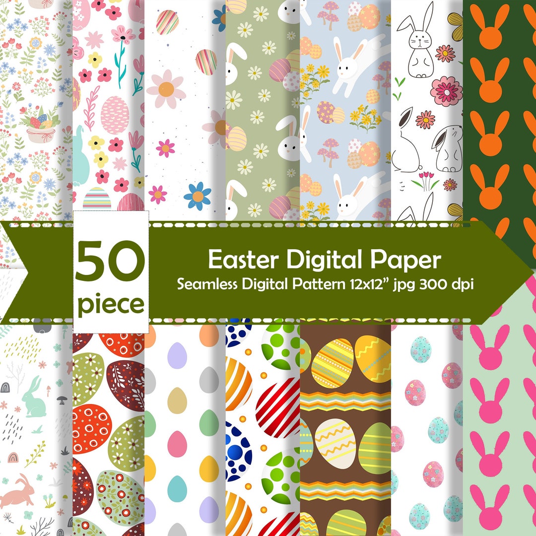 Easter Digital Papers, Bunny Scrapbook Papers,doodle Rabbits and ...