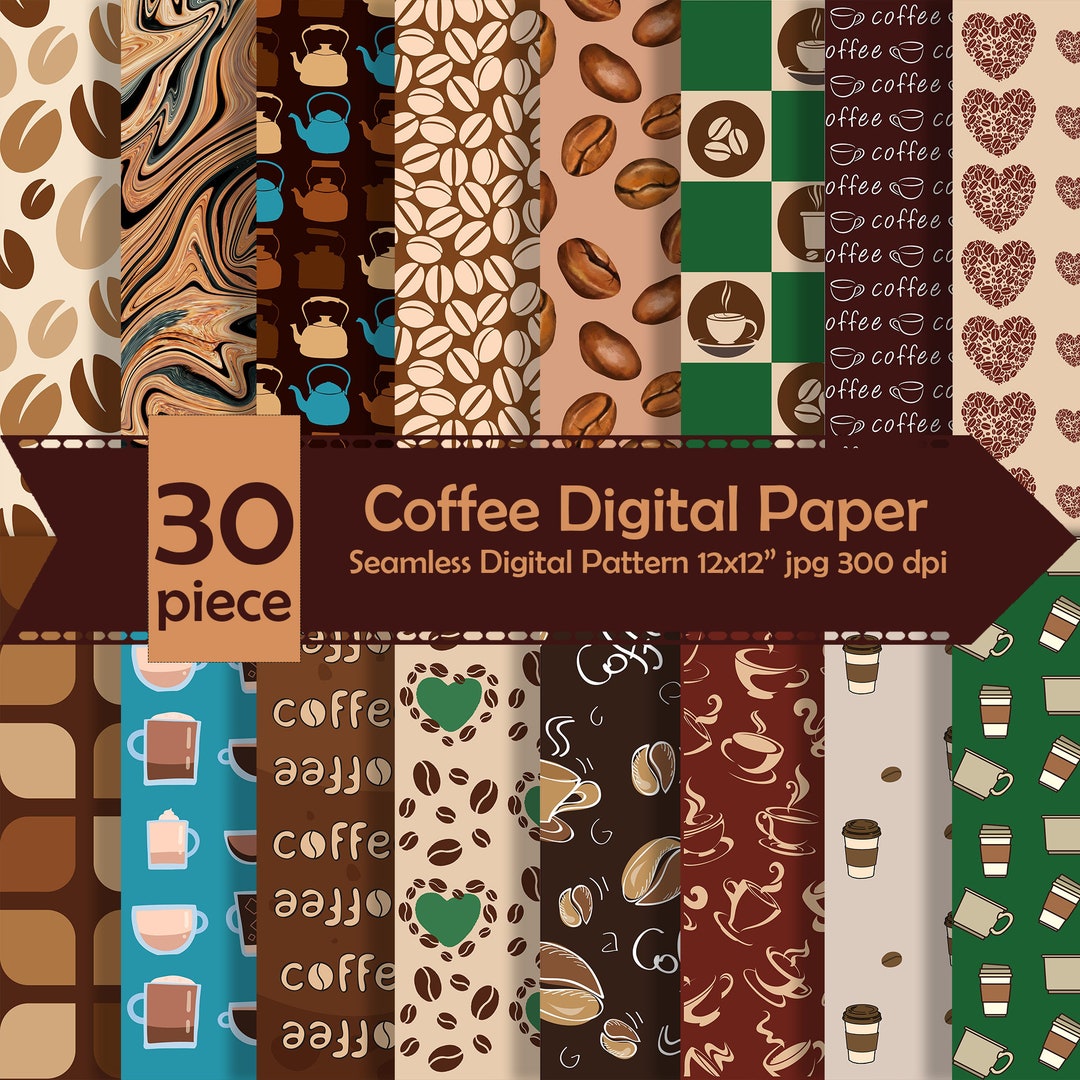 Coffee Digital Paper,coffee Bean,coffee Lover Paper Pack,coffee ...