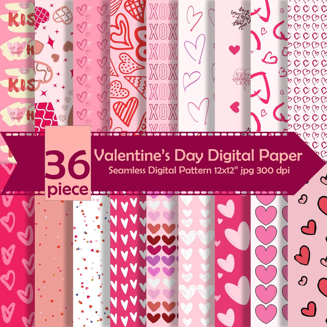 Valentine Digital Paper,kisses Hugs, Hearts, XOXO Wallpaper, Heart ...