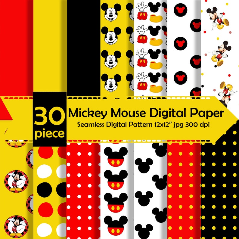 Mickey Mouse Digital Paper,scrapbook Papers,wallpaper, Minnie Mouse JPG ...