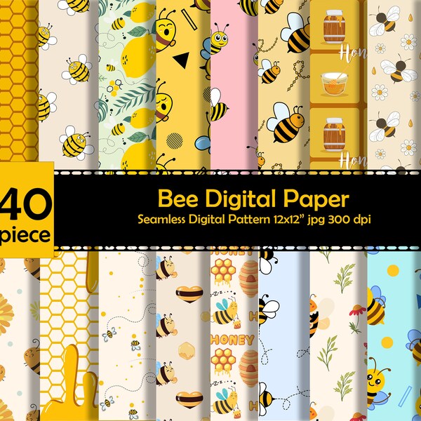 Bee Digital Paper - Etsy