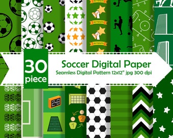 Soccer Digital Paper, Football Paper, Football Player Paper Pack, Sport ...