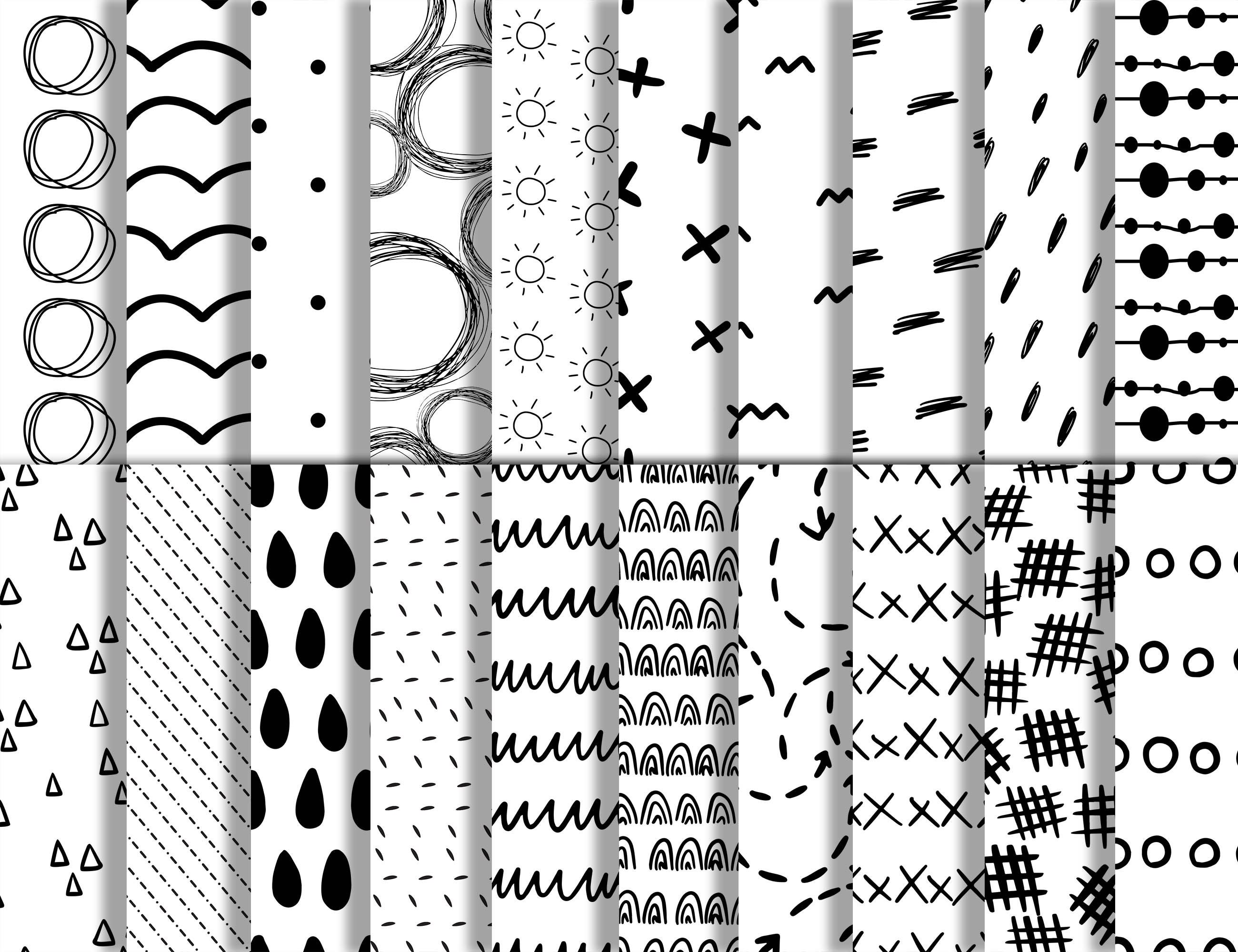 Black & White Doodle Digital Paper,black and White Paper Pack,abstract ...