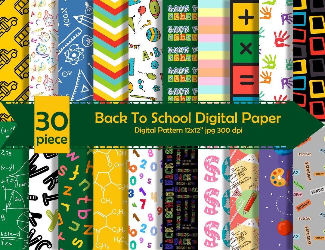 Back to School Digital Paper, School Backgrounds, School Seamless ...