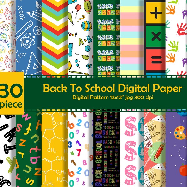 School Digital Paper - Etsy