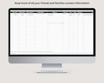 Wedding Day of Excel Contact List - Spreadsheet Template - Digital ...
