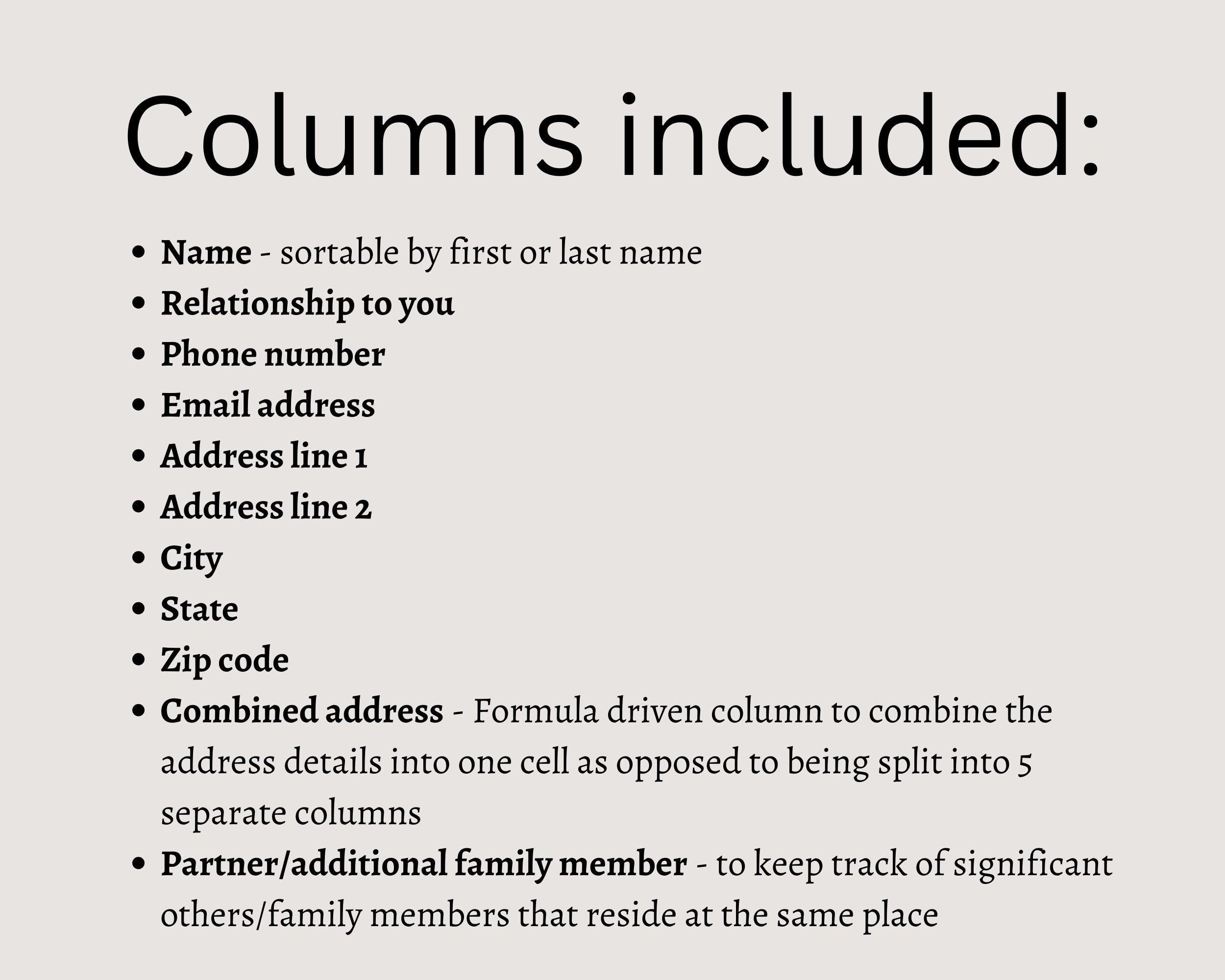 Contact List Template - Etsy