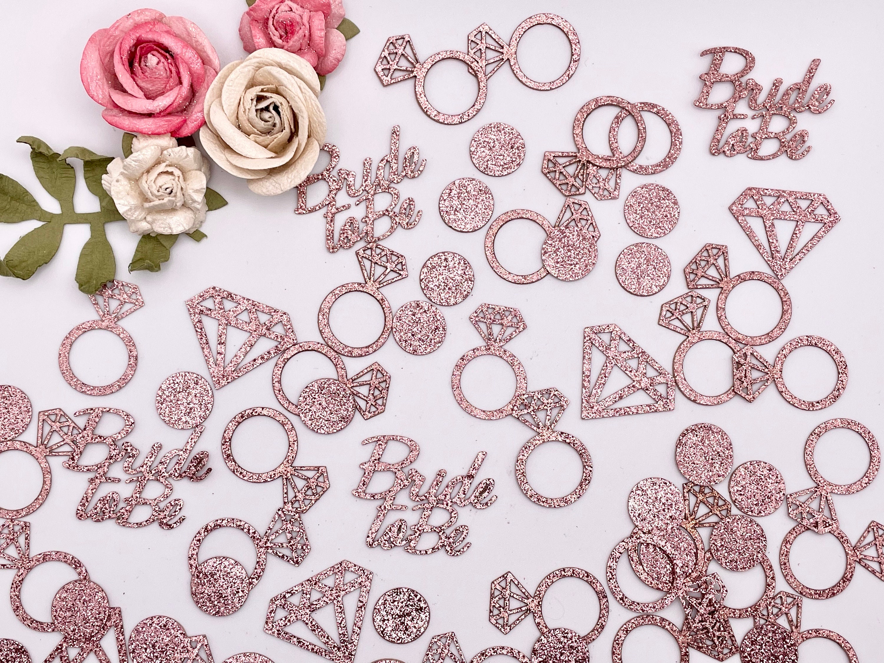 Rose Gold Glitter Bride to Be Table Confetti 80 Piece Double Sided ...