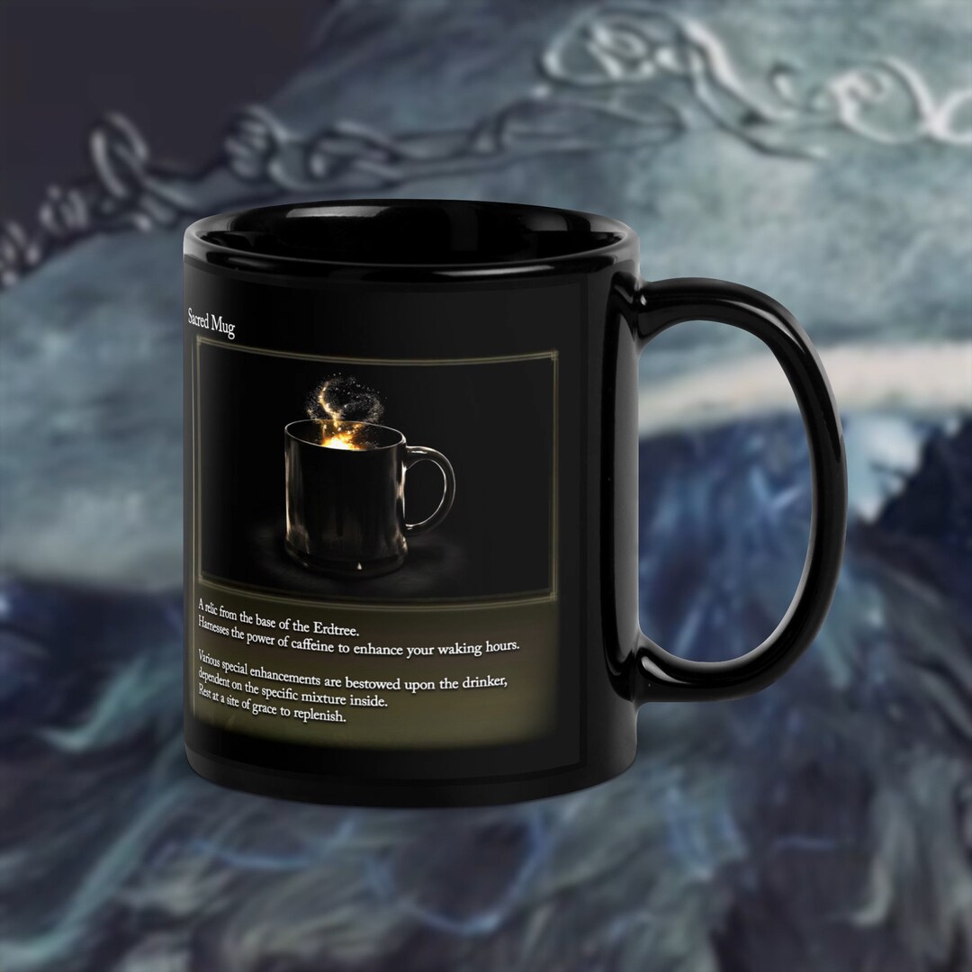Elden Ring Mug: Shadow of the Erdtree Fan Art, Black Glossy Ceramic - Etsy