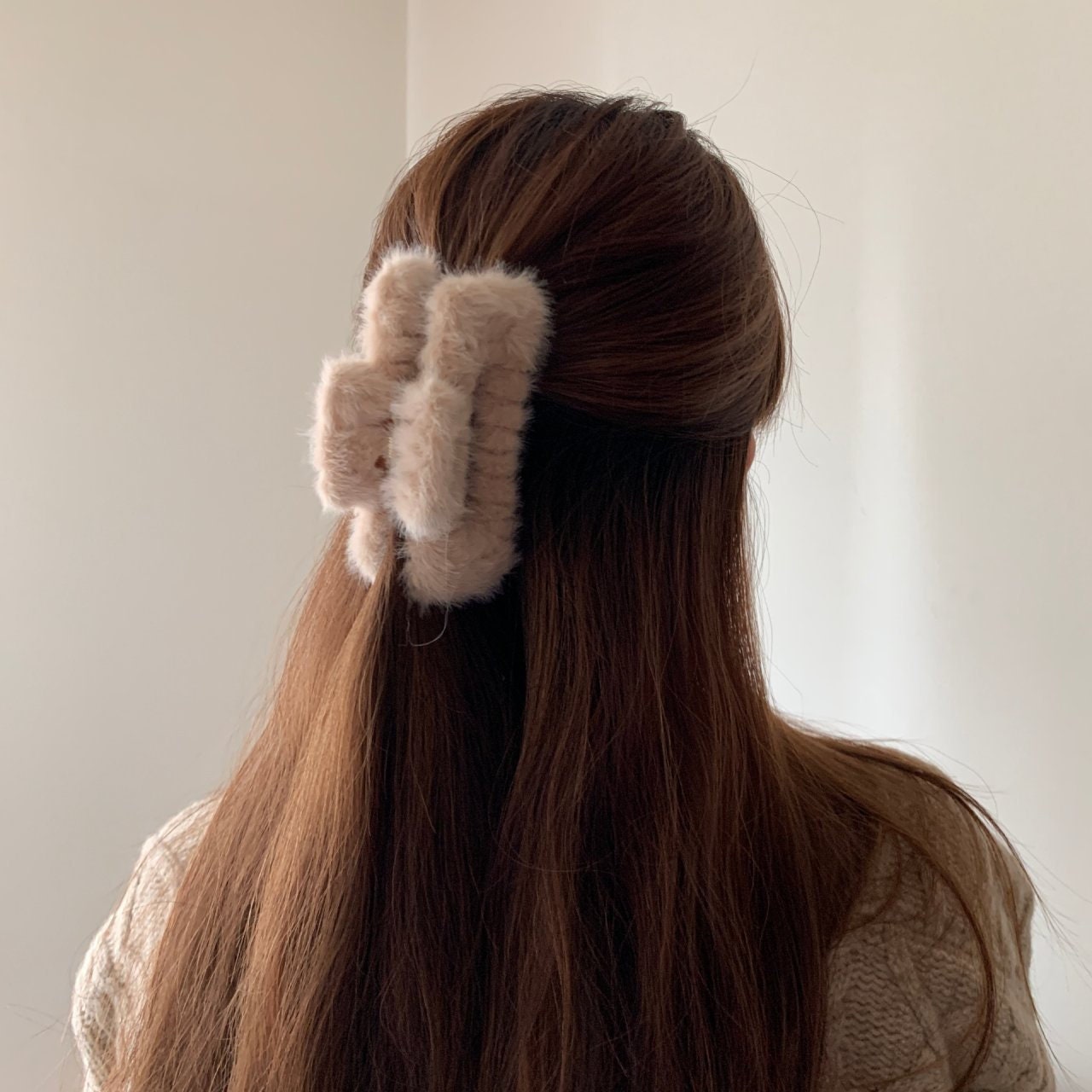 Fluffy Square Hair Clip, Faux Fur Hair Claw, Large Size Hair Clip ...