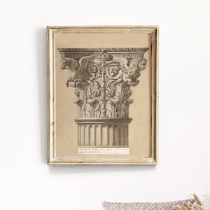 Corinthian Column Etching, Architecture Drawing, Greek Columns Print ...