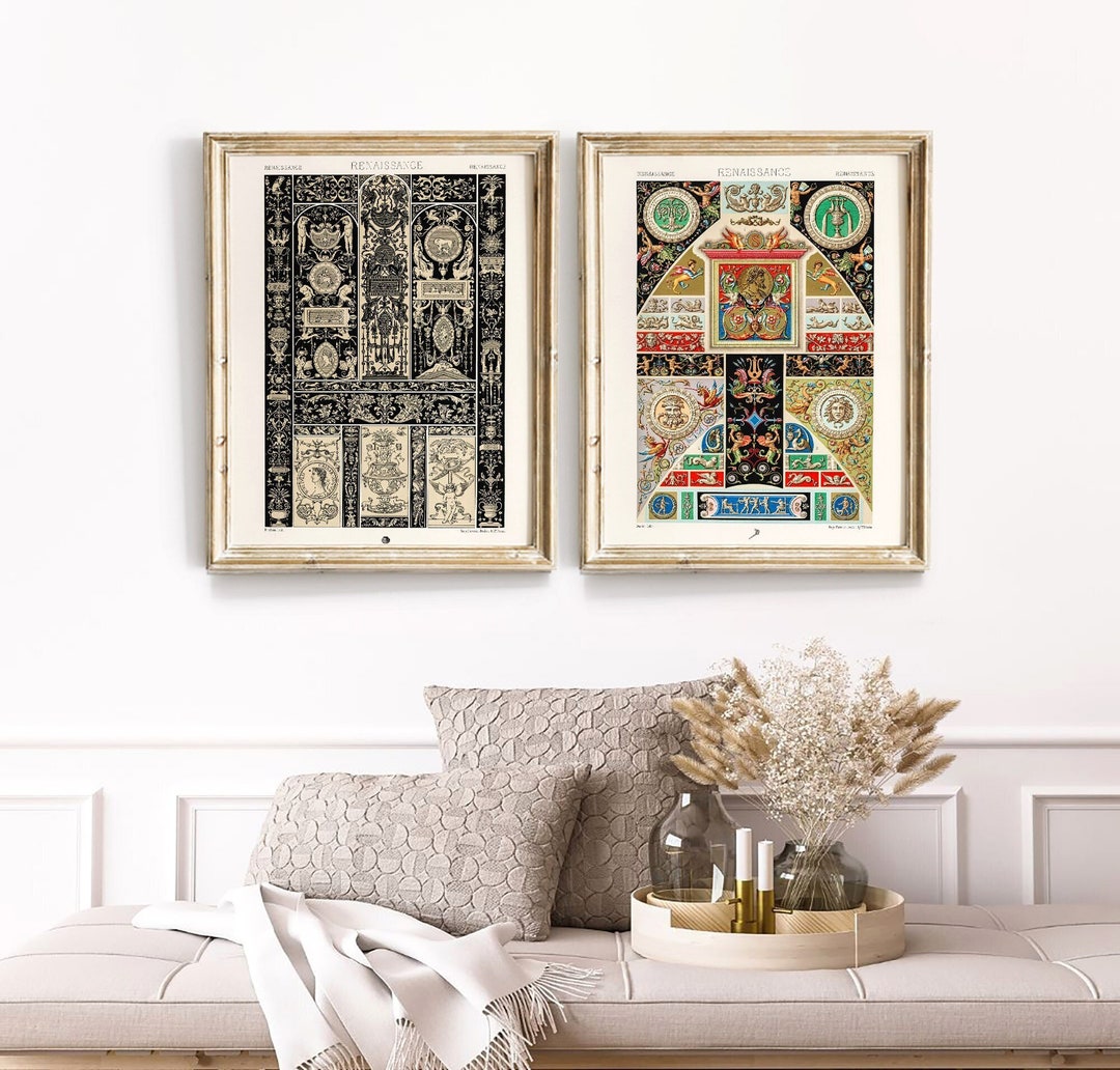 Renaissance Print, Gallery Wall Art, Set of 2 Prints, Italian Pattern ...