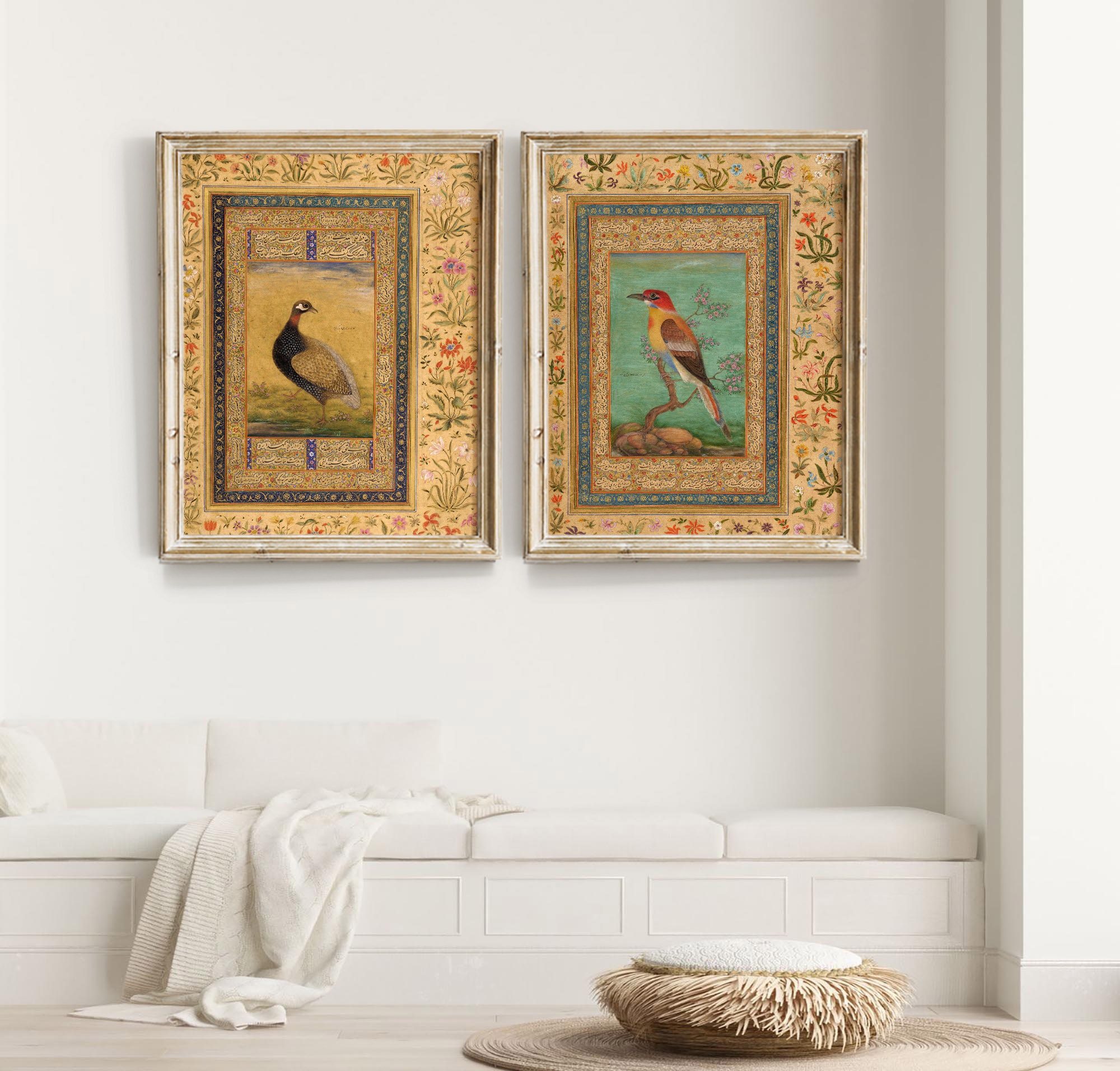 Traditional Persian Prints, Set of 2 Prints, Mughal Art Prints, Deer in ...