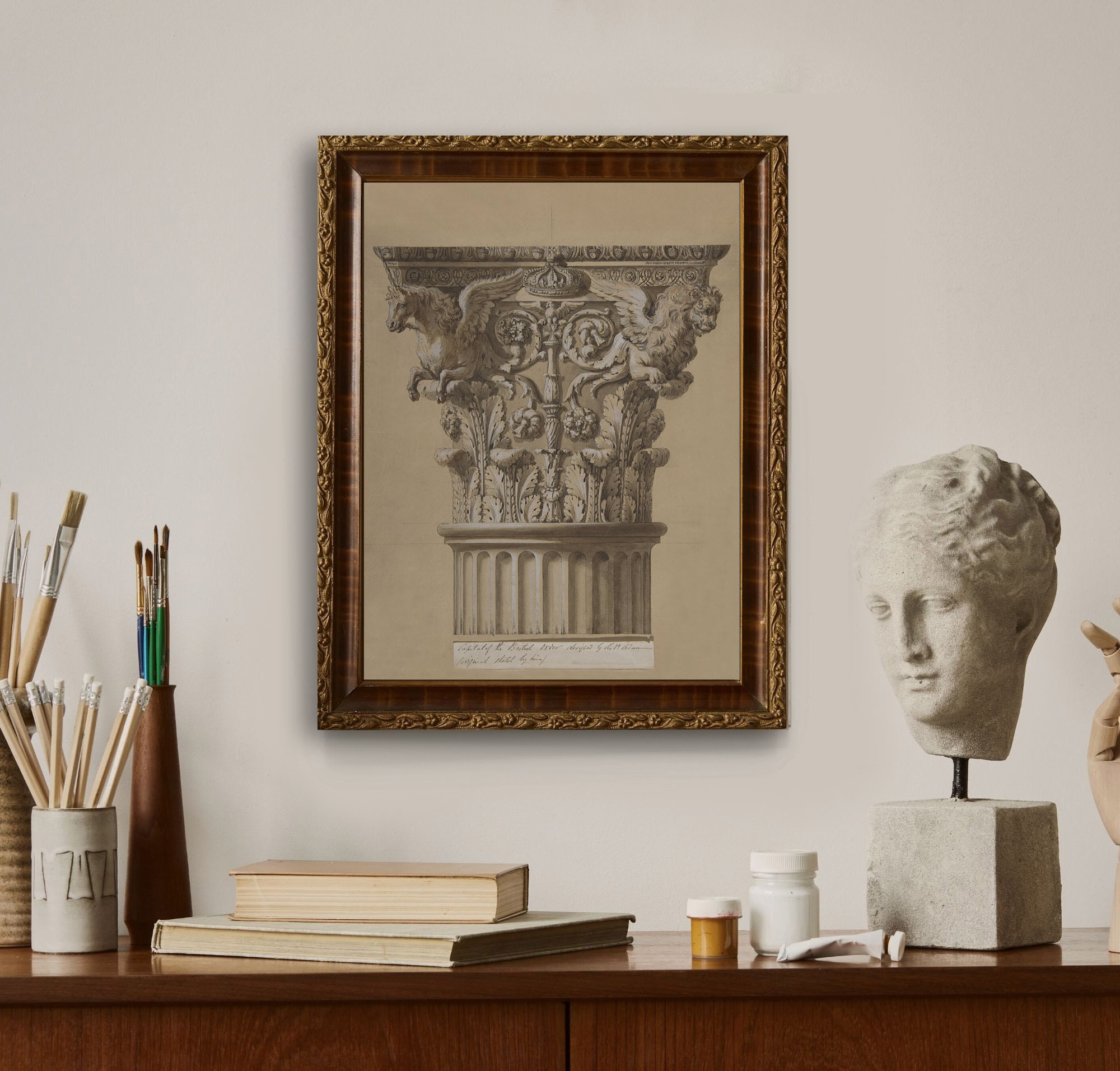 Corinthian Column Etching, Architecture Drawing, Greek Columns Print ...