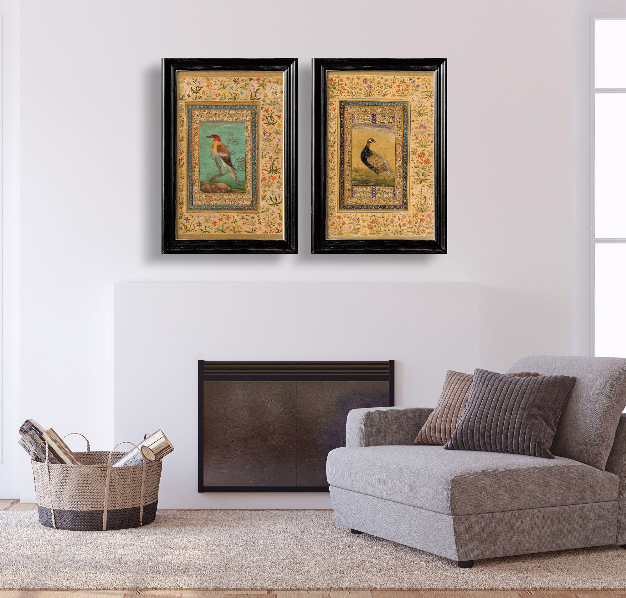 Traditional Persian Prints, Set of 2 Prints, Mughal Art Prints, Deer in ...