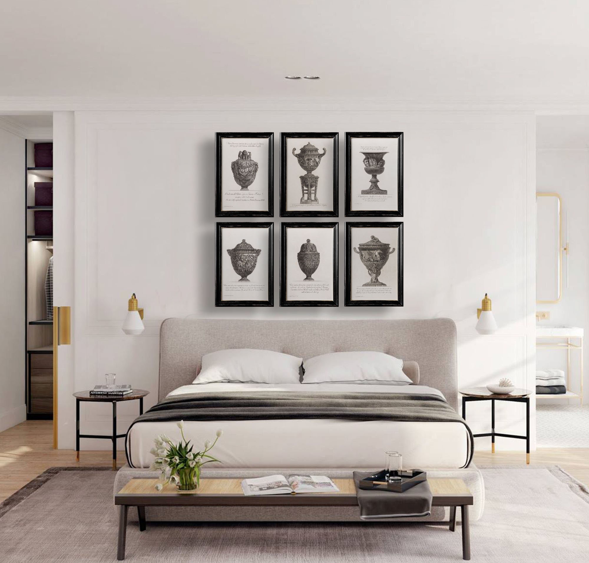 Stampa acquaforte Piranesi, Set Di 6 Stampe, stampa acquaforte vaso ...