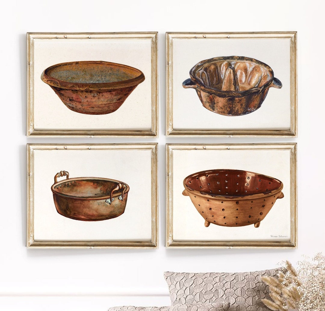 Vintage Kitchen Watercolour Print, Country Kitchen Prints, Set of 4 ...