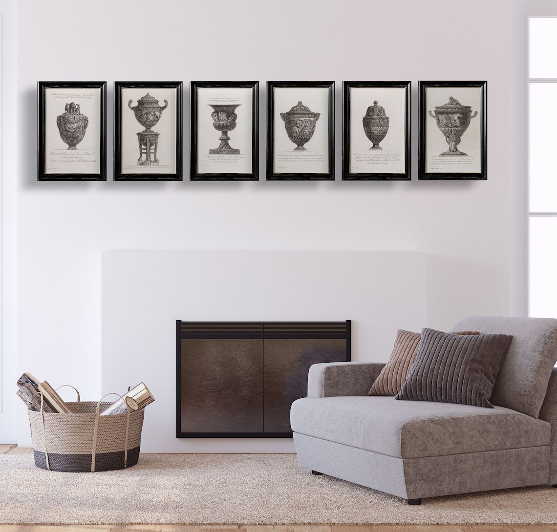 Stampa acquaforte Piranesi, Set Di 6 Stampe, stampa acquaforte vaso ...