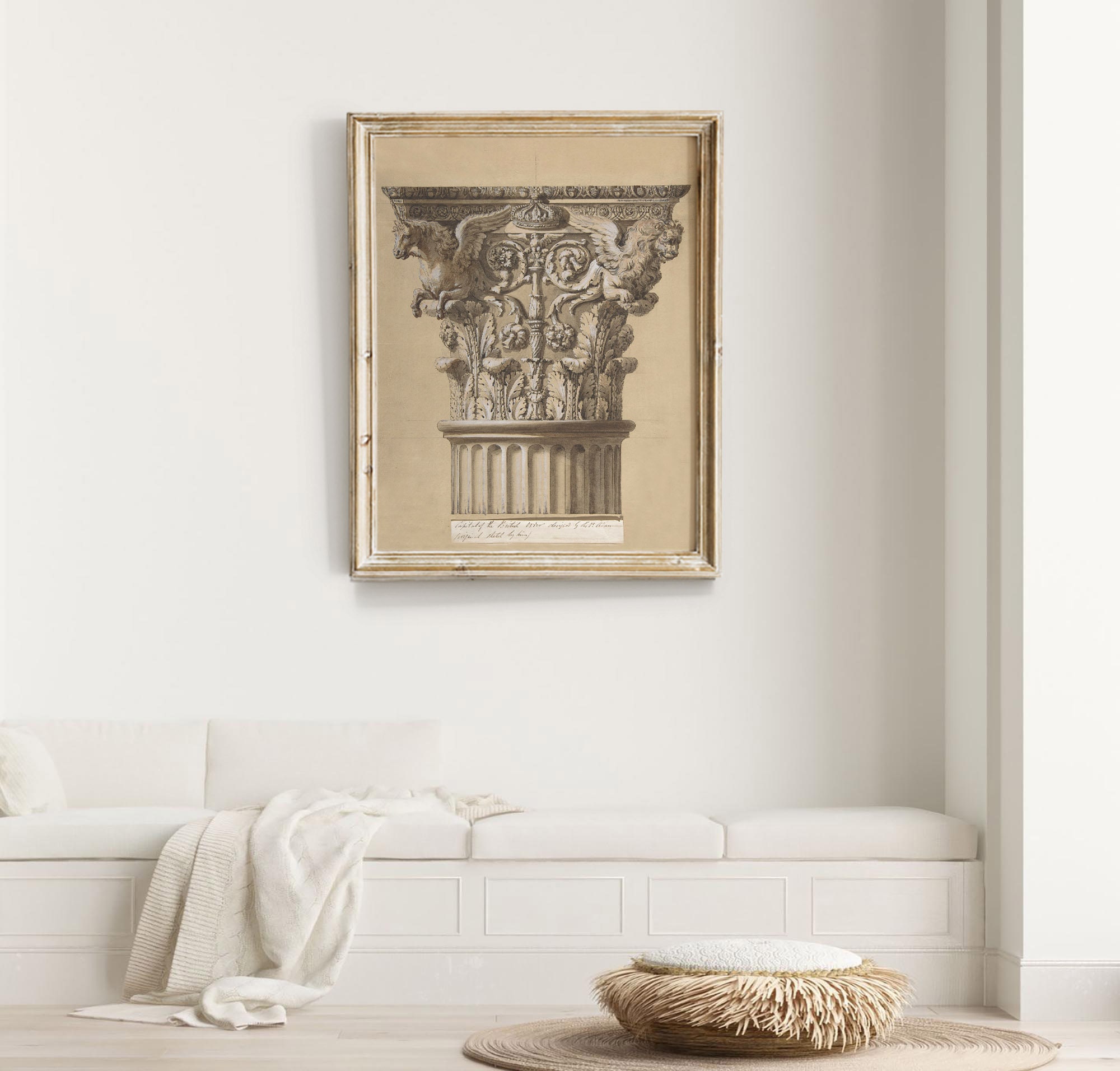 Corinthian Column Etching, Architecture Drawing, Greek Columns Print ...