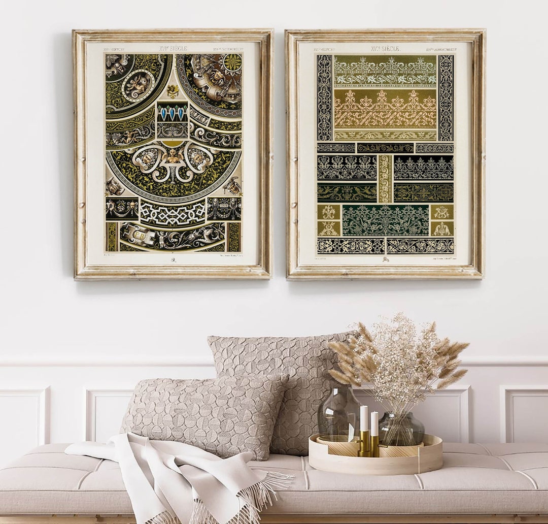 16th Century Pattern Print, Wall Art Set of 2 Prints, 16th Century Art ...