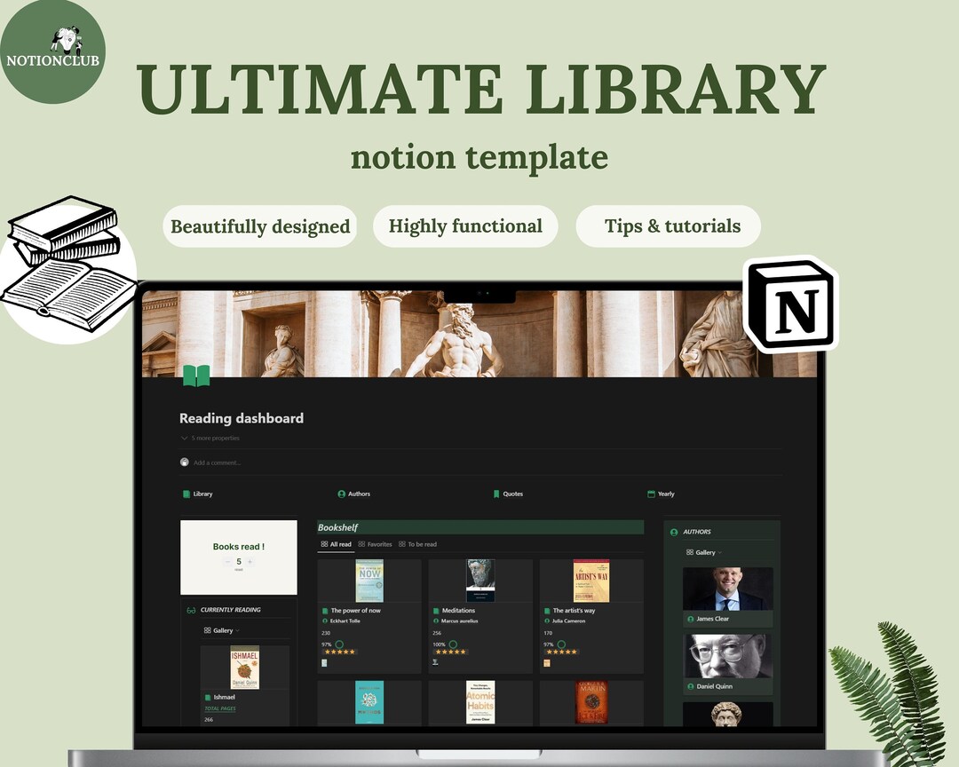 Notion Reading Journal | Notion Library, Notion Template, Notion ...