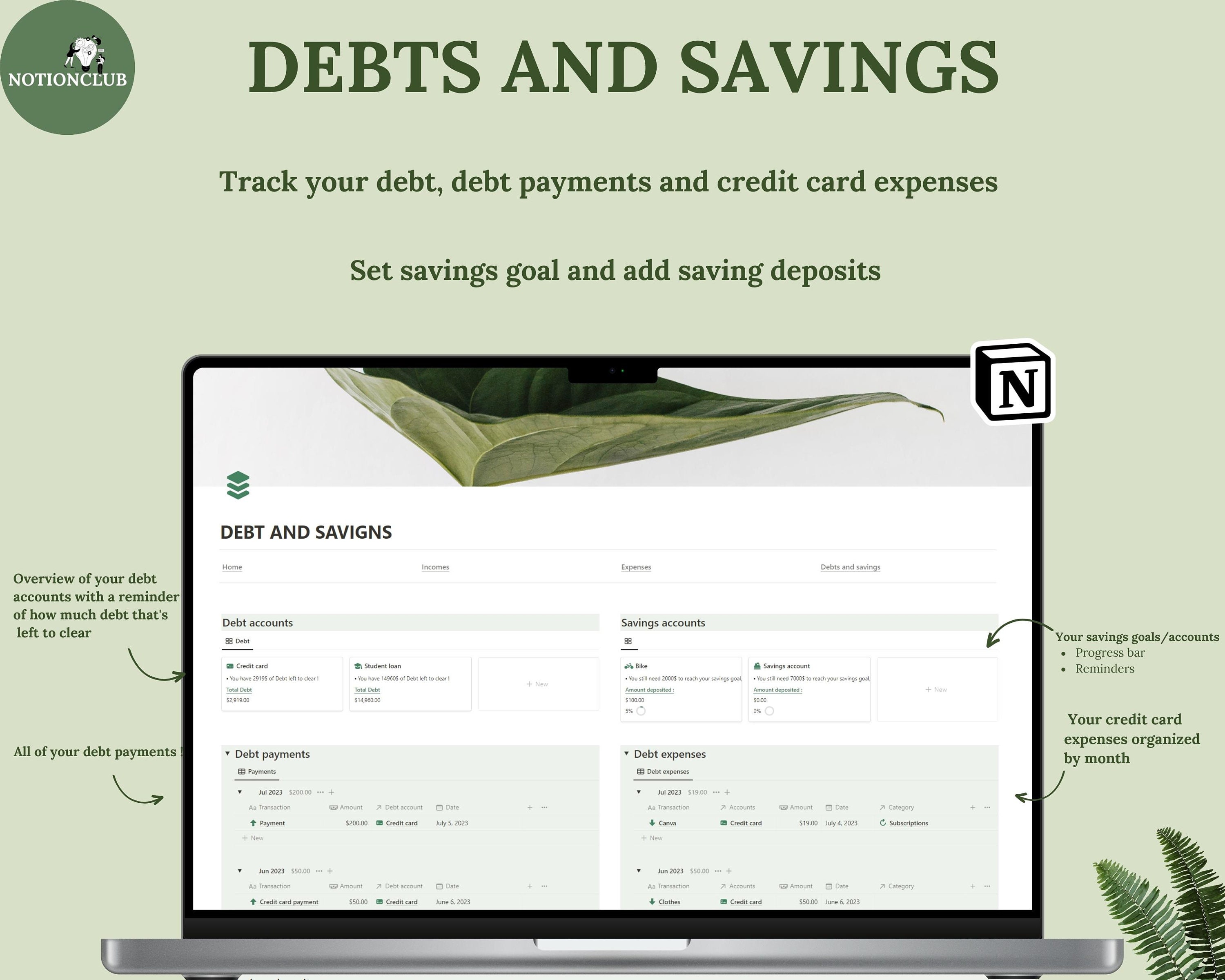 Notion Finance Template, Notion Dashboard, Income and Expense Tracker ...