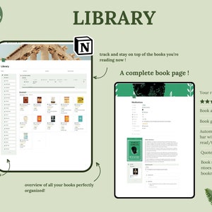 Notion Reading Journal | Notion Library, Notion Template, Notion Reading Tracker, Notion ...