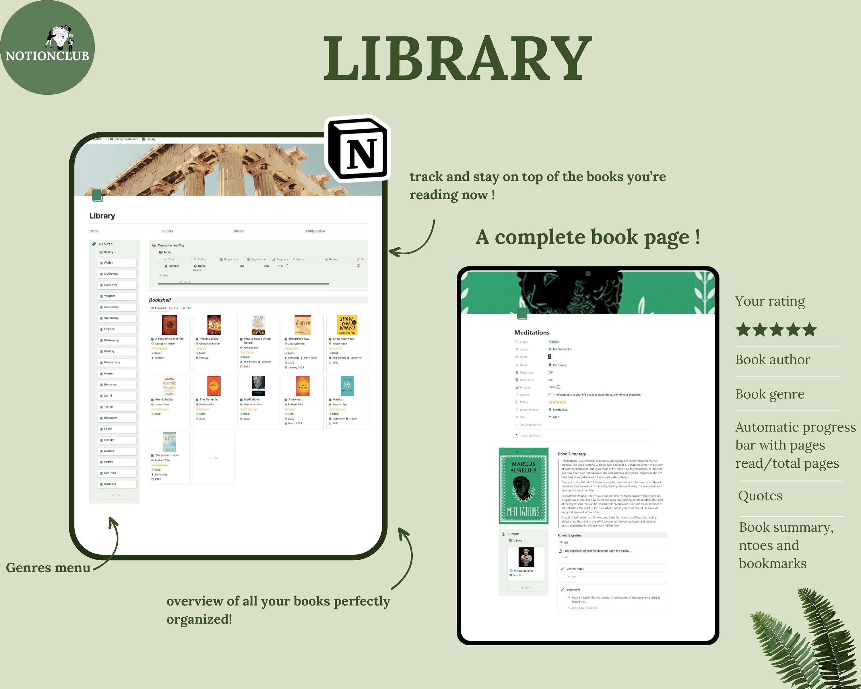 Notion Reading Journal | Notion Library, Notion Template, Notion ...