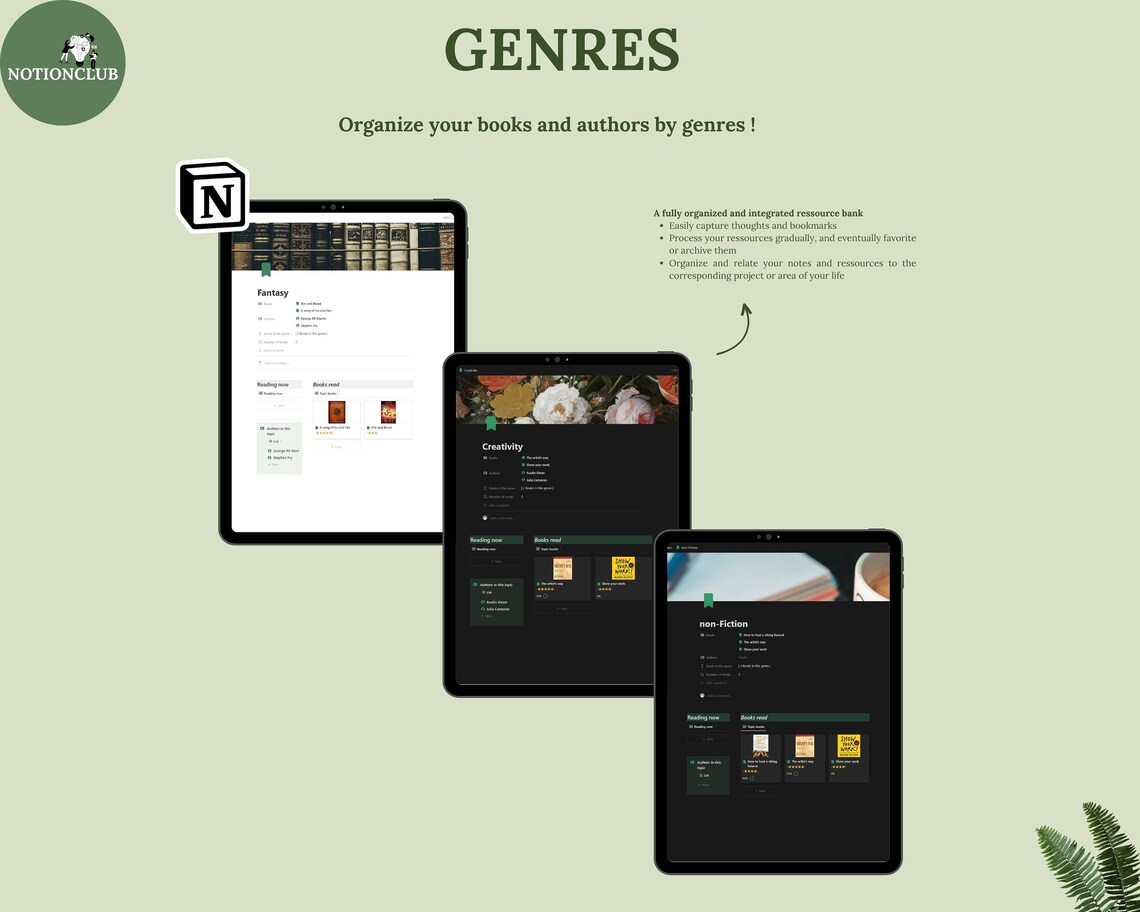 Notion Reading Journal Notion Library Notion Template - Etsy