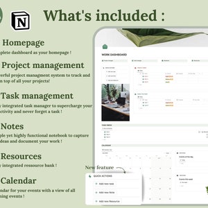 Notion Template Work Dashboard, Notion Templates, Notion Dashboard ...