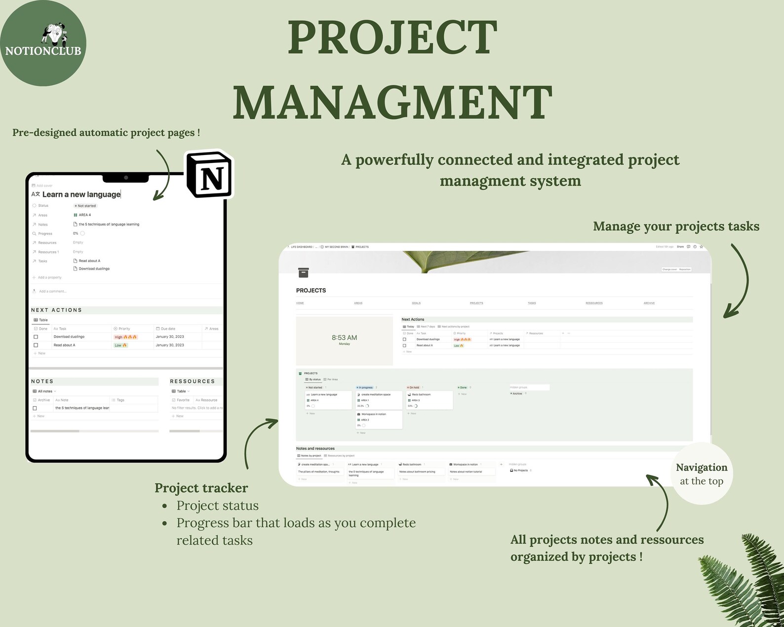 Notion Second Brain Notion Dashboard Notion Template 2023 - Etsy